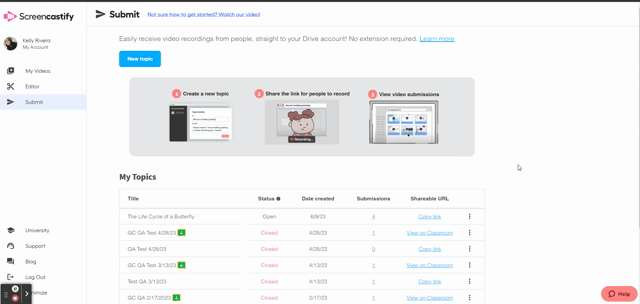 How do I view submitted videos? – Screencastify